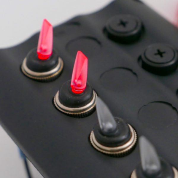 12V Switch Panel with Glow RED Toggles, 4 Gang + 2 Power Sockets, IP65 ...
